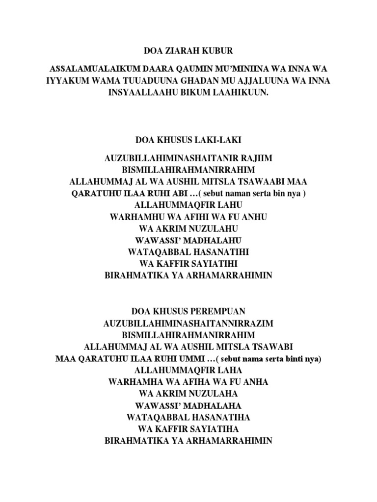 Doa Ziarah Kubur | PDF