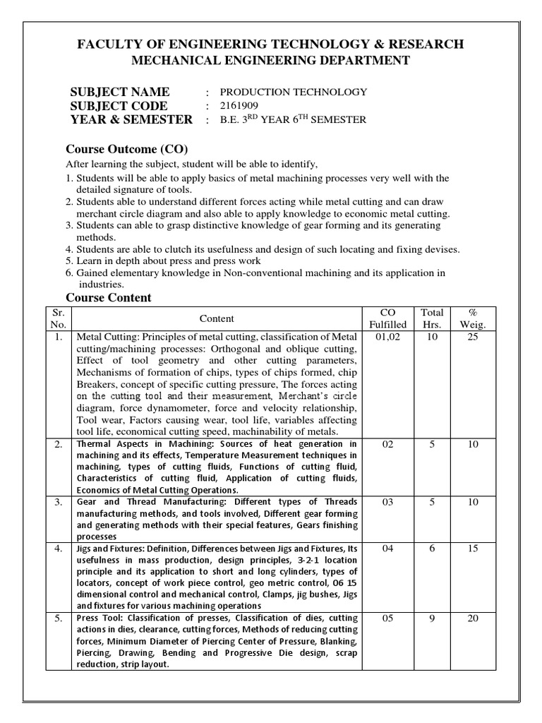 Production Technology PDF | PDF | Machining | Engineering