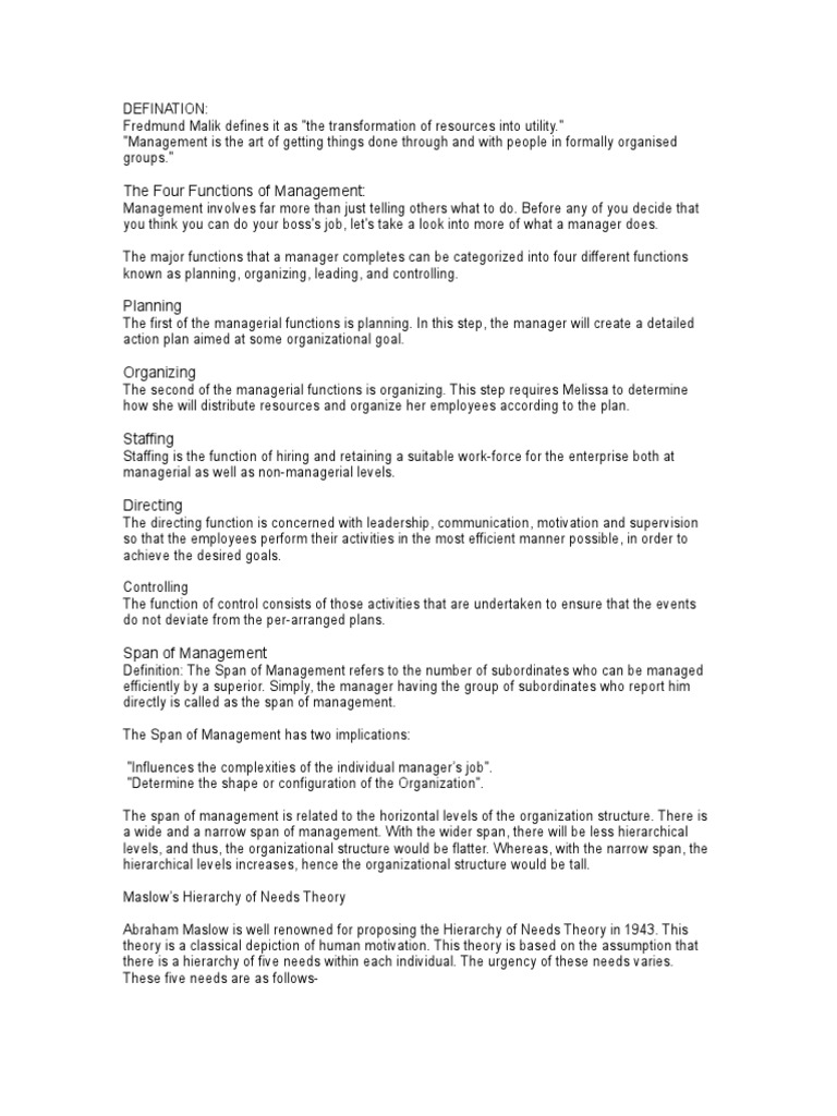 The Four Functions of Management | PDF | Motivation | Motivational