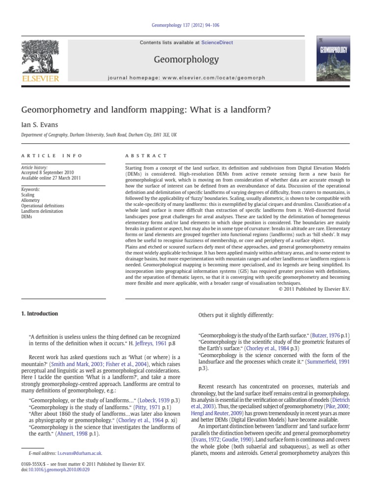 Geomorphometry and Landform Mapping PDF | PDF | Lidar | Geomorphology