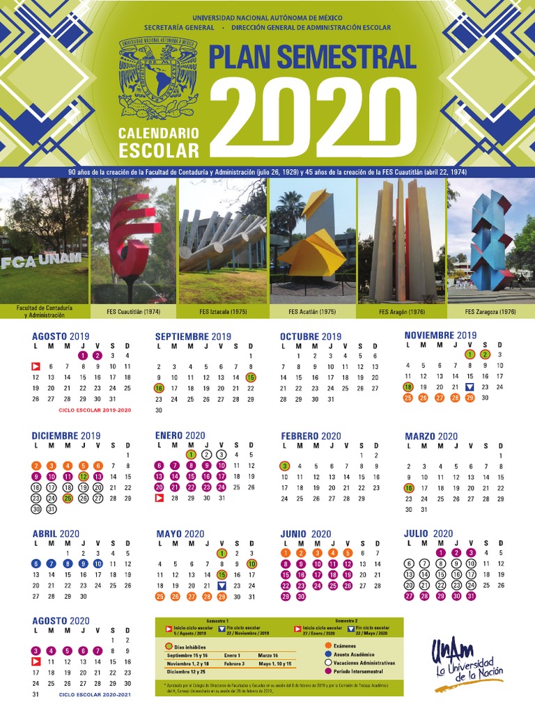 Calendario Escolar Unam 2020 Semestral | PDF