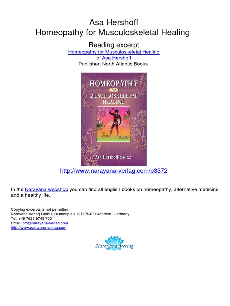 Homeopathy For Musculoskeletal Healing Asa Hershoff.03372 ...