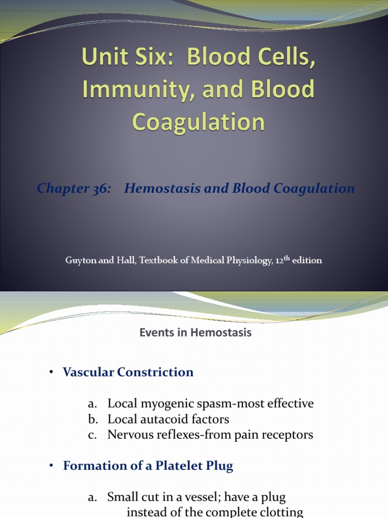 Chapter 36: Hemostasis and Blood Coagulation: Guyton and Hall, Textbook ...