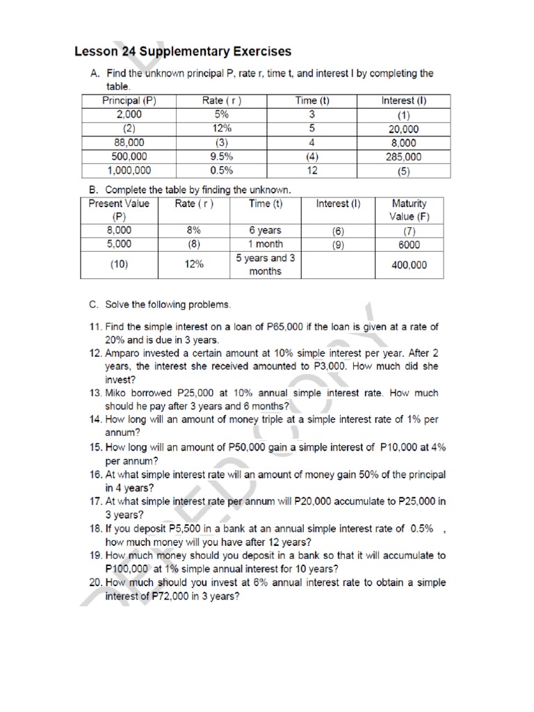 Simple Interest - Genmath | PDF