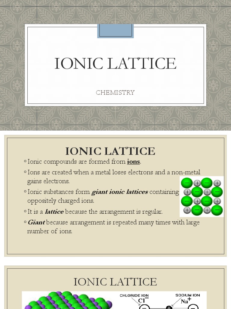 Chemistry Ionic Lattice | PDF | Ion | Solubility