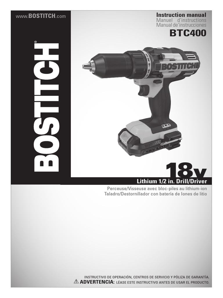 Bostitch: Instruction Manual | PDF | Battery Charger | Drilling
