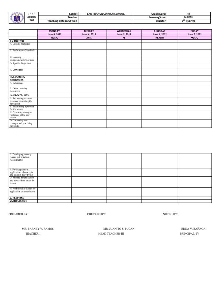 Blank Template DLL 2020 | PDF