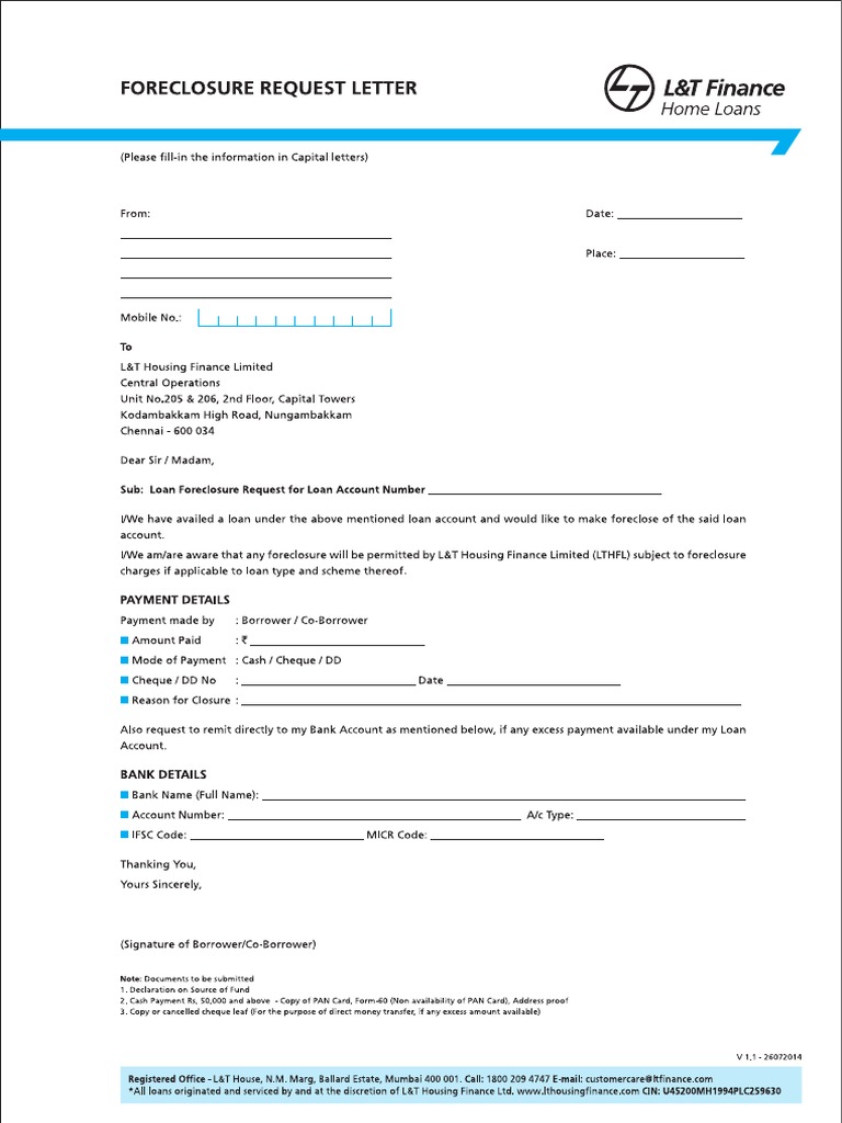 Foreclosure Request Letter PDF | PDF