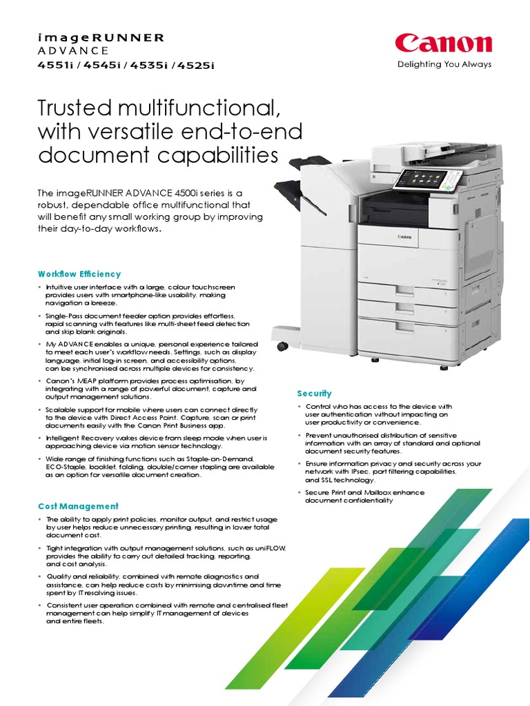 IR-ADV 4500i Datasheet | PDF | Image Scanner | Computer Network