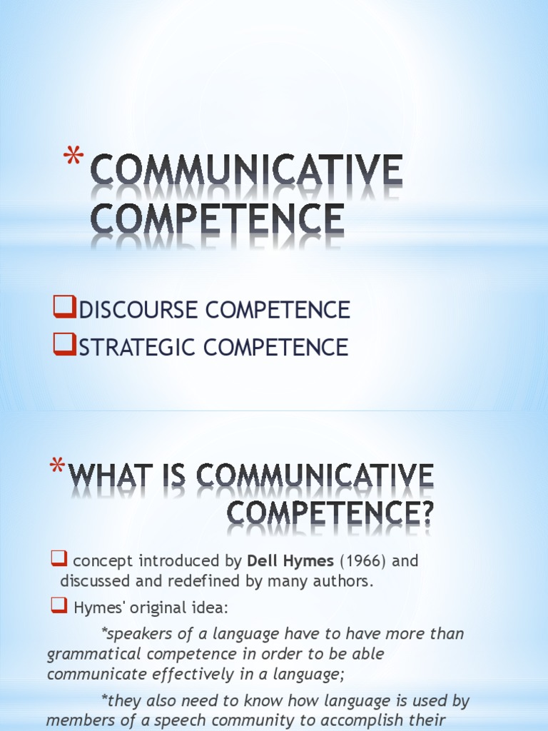 Discourse Competence Strategic Competence | PDF | Rhetoric | Discourse