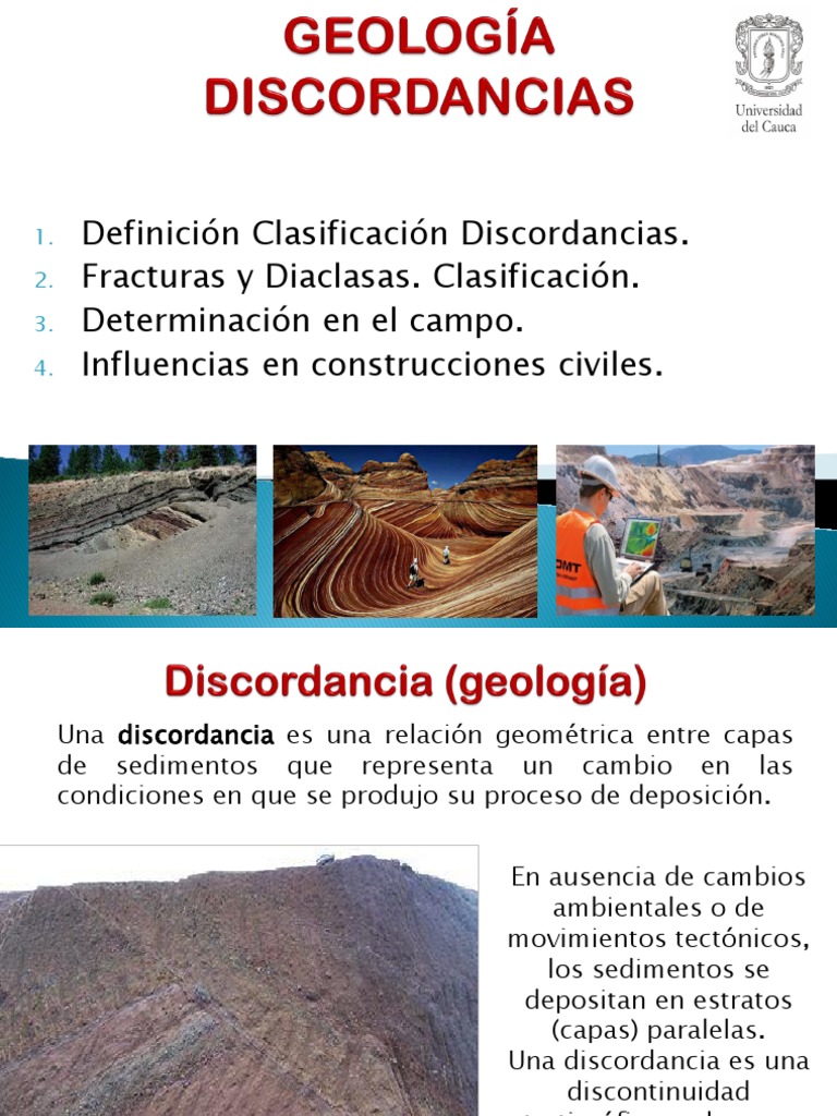 Caracterización y clasificación de discordancias y fracturas en rocas ...