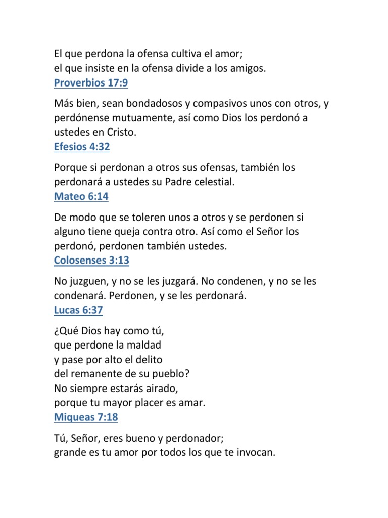 Textos Biblicos Sobre El Perdon | PDF | Pecado | Perdón