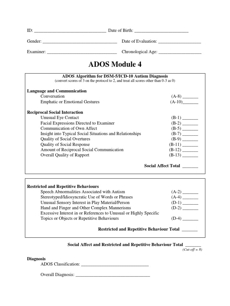 Ados | PDF | Autism | Action (Philosophy)