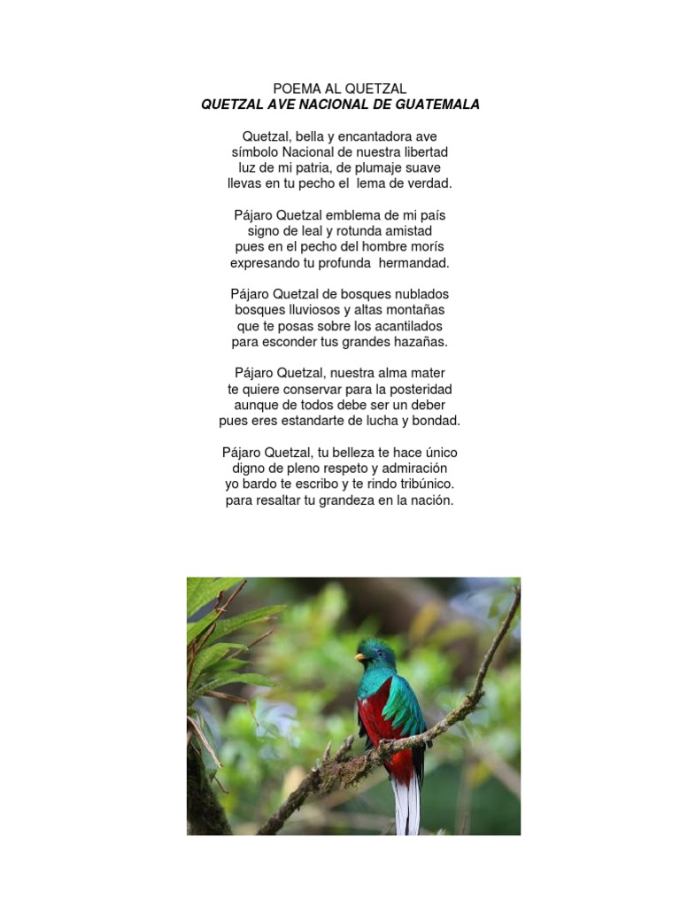Poema Al Quetzal | Guatemala