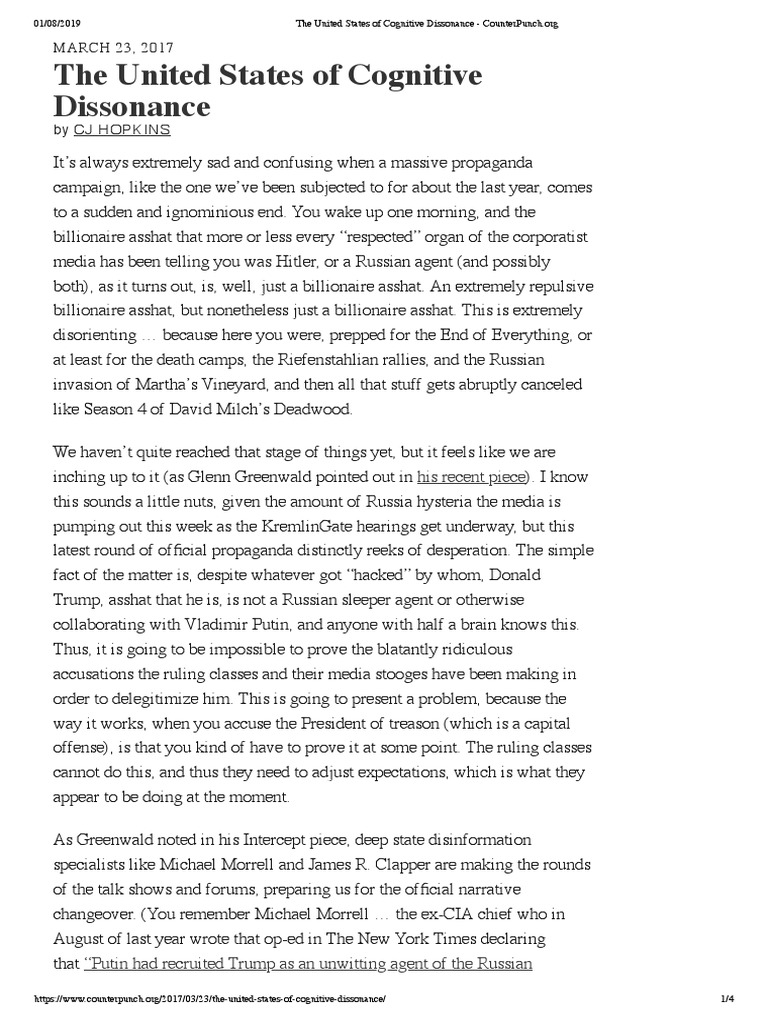 The United States of Cognitive Dissonance | PDF | Vladimir Putin ...