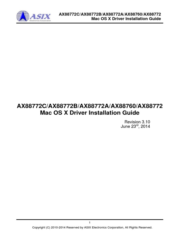 AX88772C 772B 772A 760 772 MacOSX Driver Installation Guide v310 | PDF ...