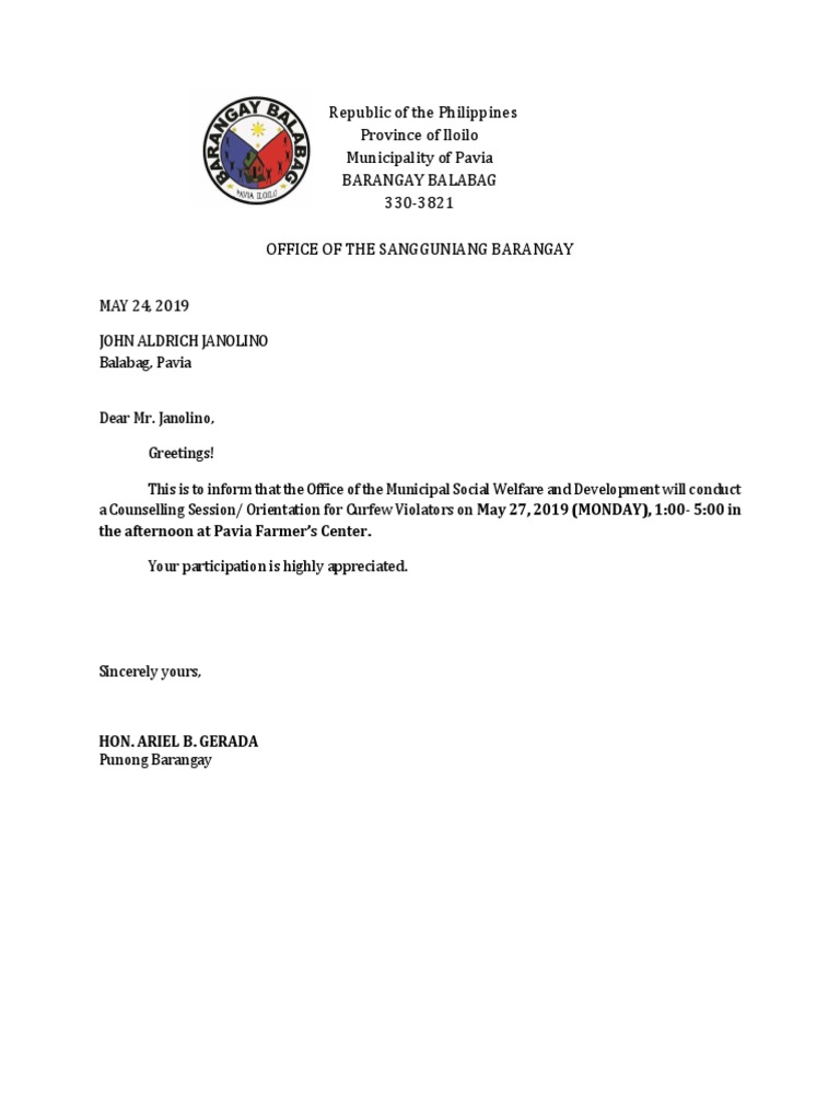 Letter To Curfew | PDF | Philippines | Violence