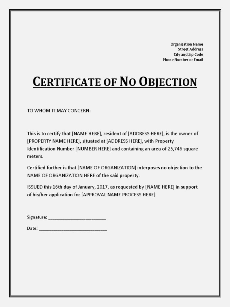 Certificate of No Objection | PDF