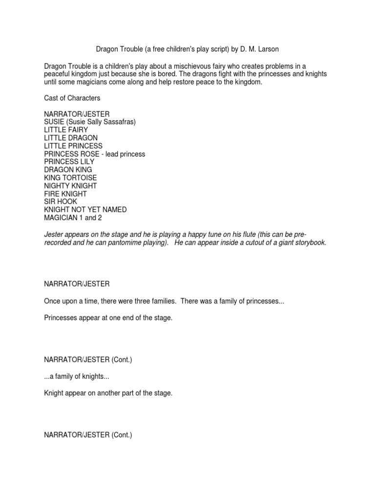 Dragon Trouble Drama Script | PDF
