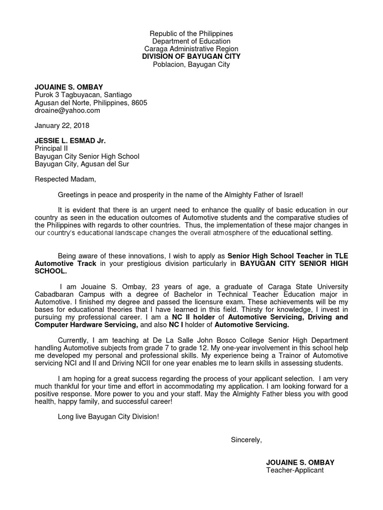 Application Letter | PDF | Academic Degree | Educational Stages