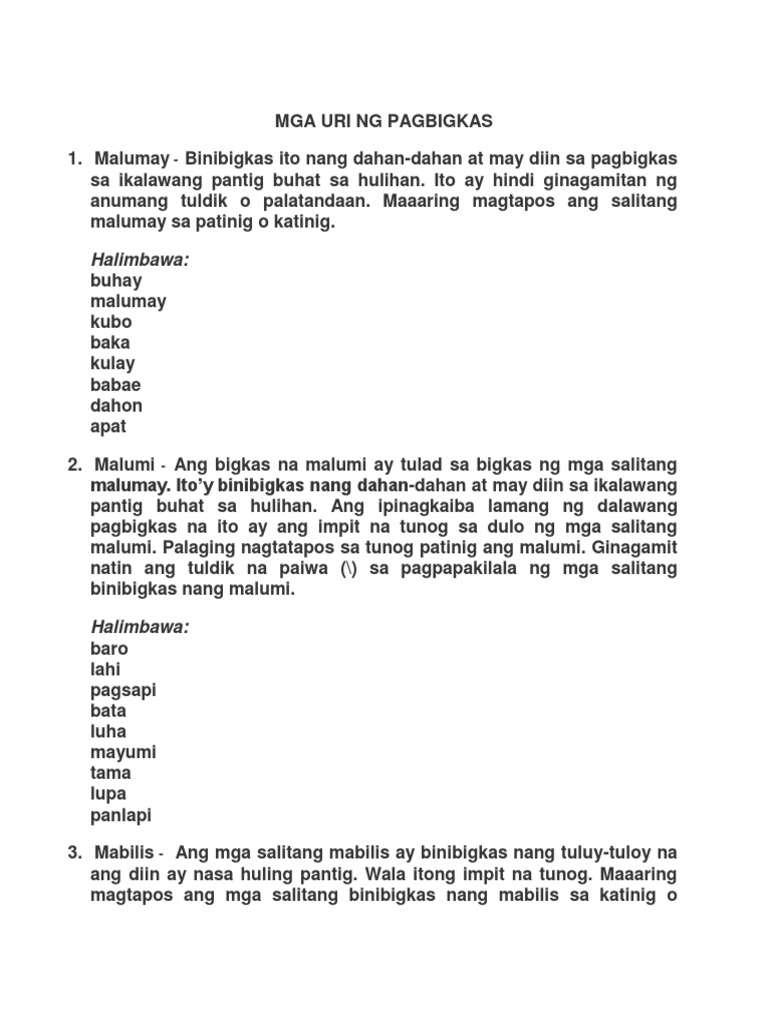 Mga Uri NG Pagbigkas | PDF