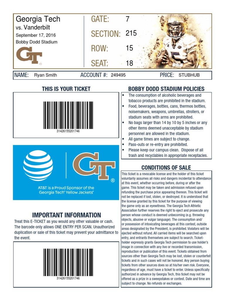 Bobby Dodd Stadium Entry Policies | PDF | Ticket (Admission) | Business