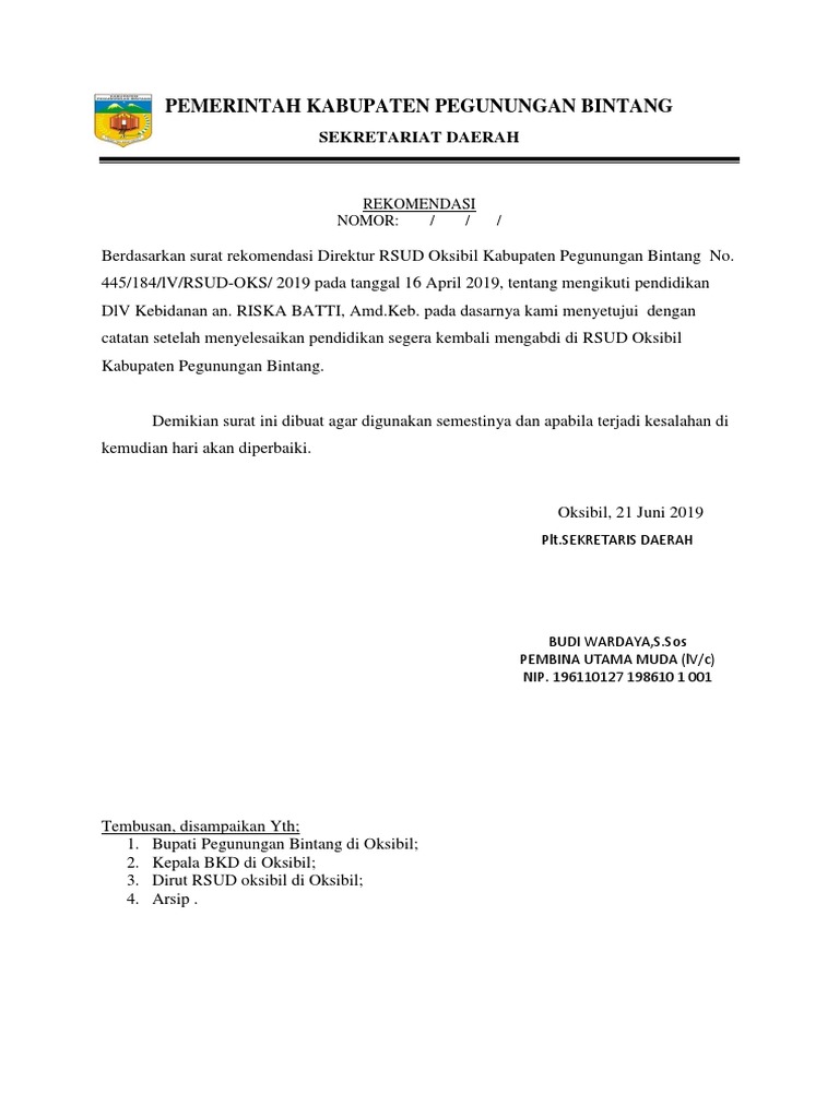 Surat Rekomendasi Riska Batti | PDF