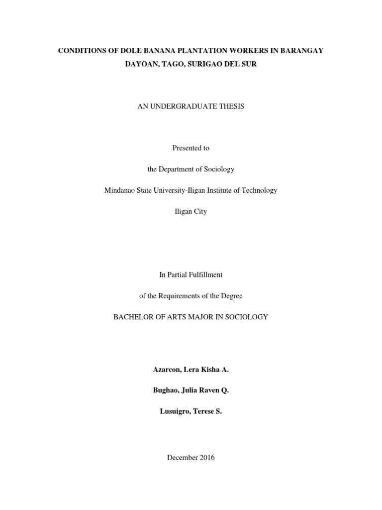 Thesis About Del Monte Farm and Workers | PDF | Employment ...