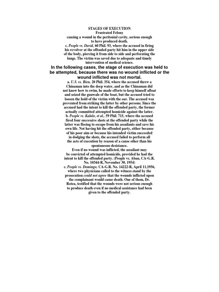 Stages of Execution in Homicide Cases | PDF