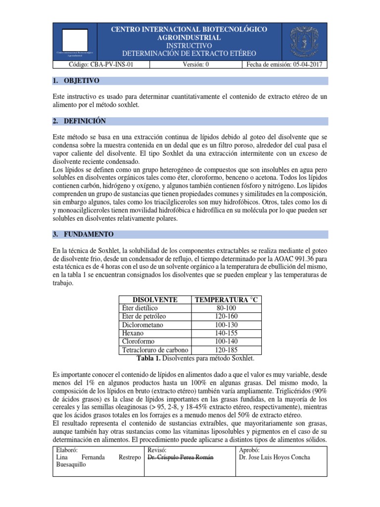 Determinación de Extracto Etéreo | PDF | Lípido | Solvente