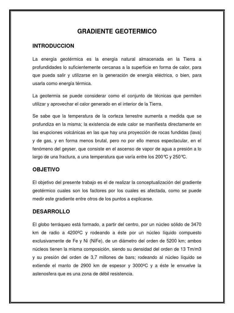 Gradiente Geotérmico: Conceptos y Medición | PDF | Manto (geología ...