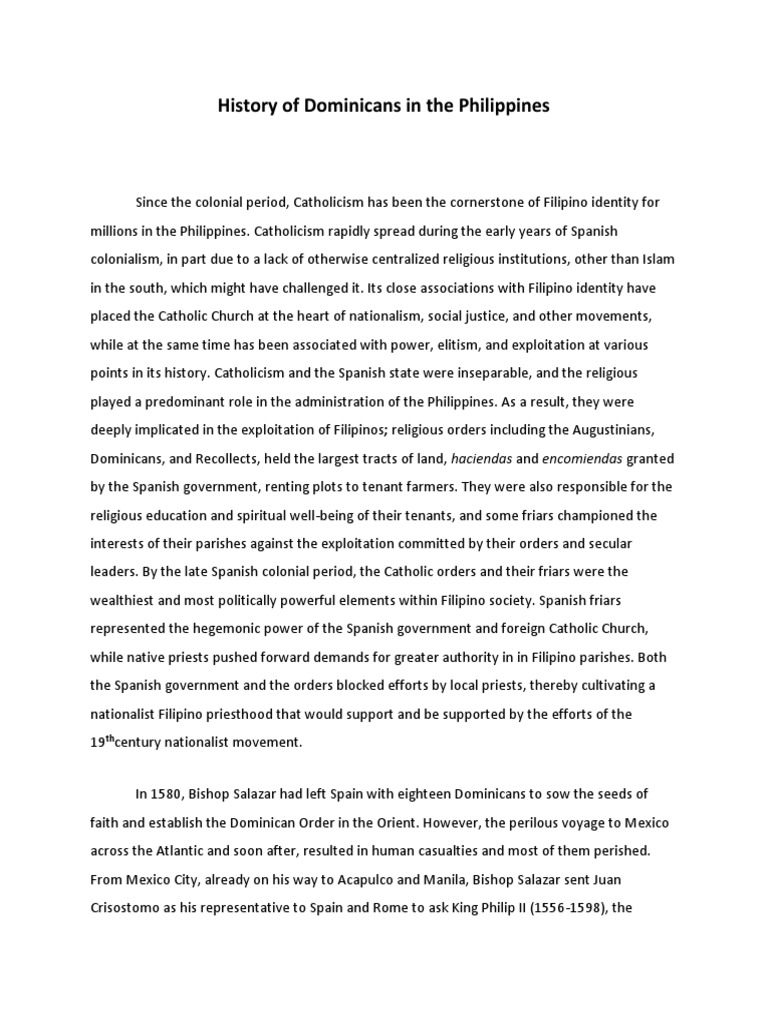 History of Dominicans in The Philippines | PDF | Dominican Order ...