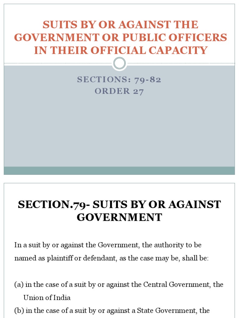 Suits by or Against The Government or Public Officers in Their Official ...