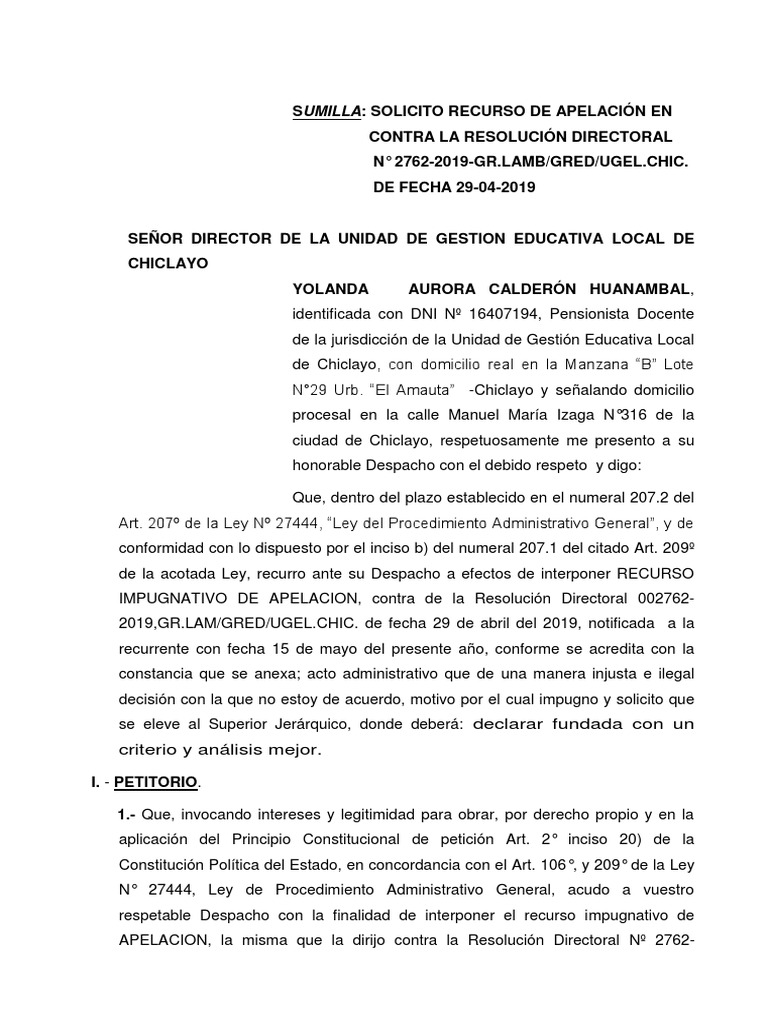 Fonavi - Recurso de Apelacion de Yolanda Calderon | PDF | Apelación ...