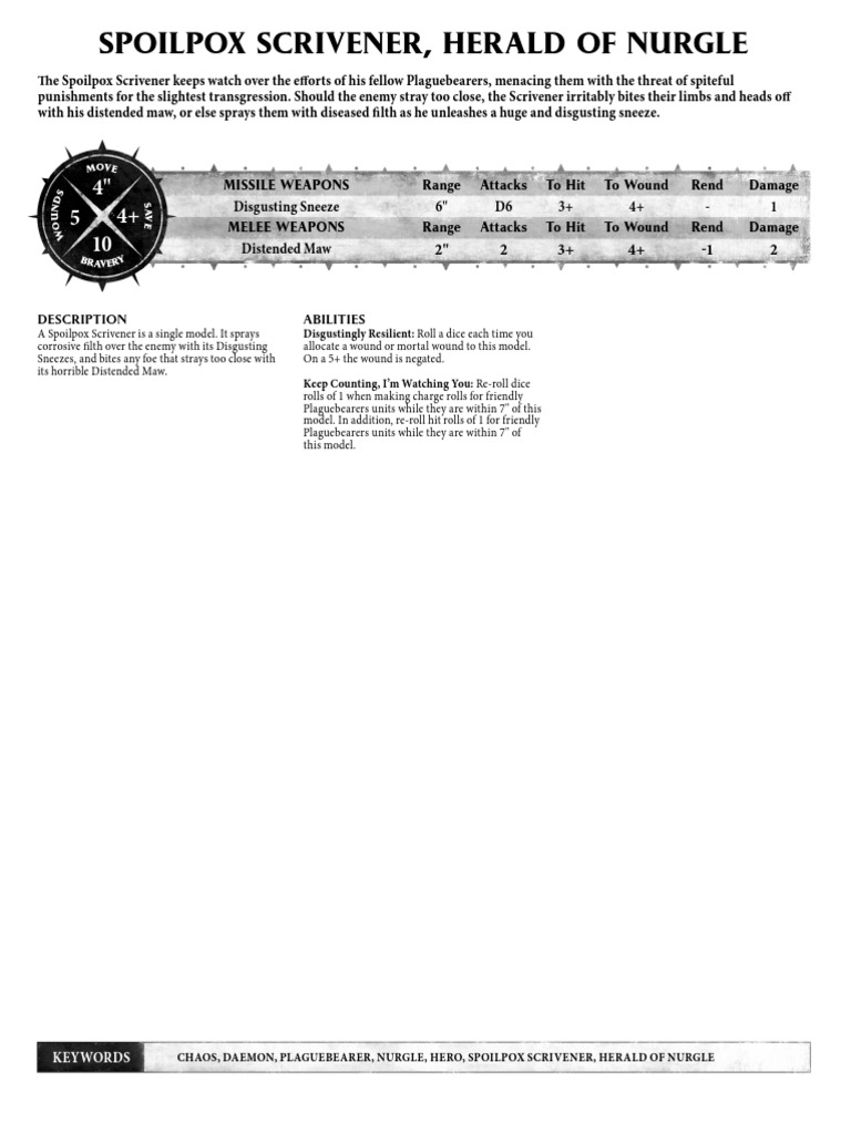 ENG Spoilpox Scrivener Herald of Nurgle | PDF | Leisure