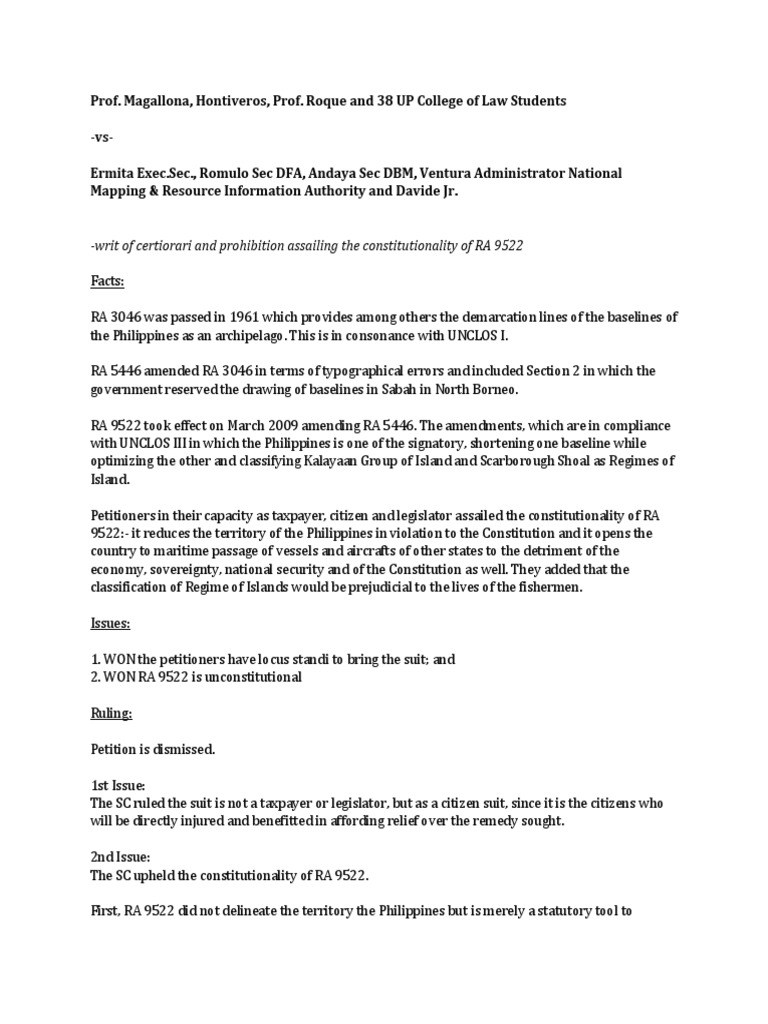 Magallona Vs Ermita | PDF | Territorial Waters | International Law Magallona Vs Ermita | PDF | Territorial Waters | International Law