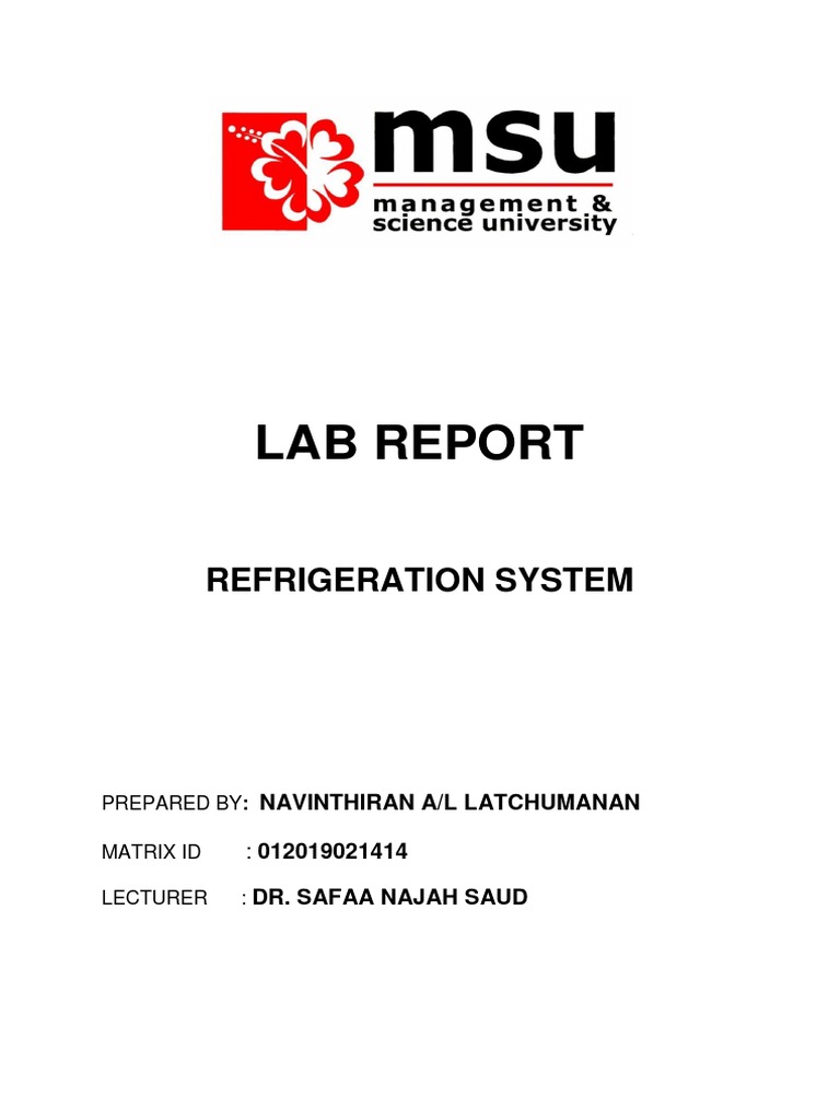 Lab Report: Refrigeration System | PDF | Refrigerator | Air Conditioning