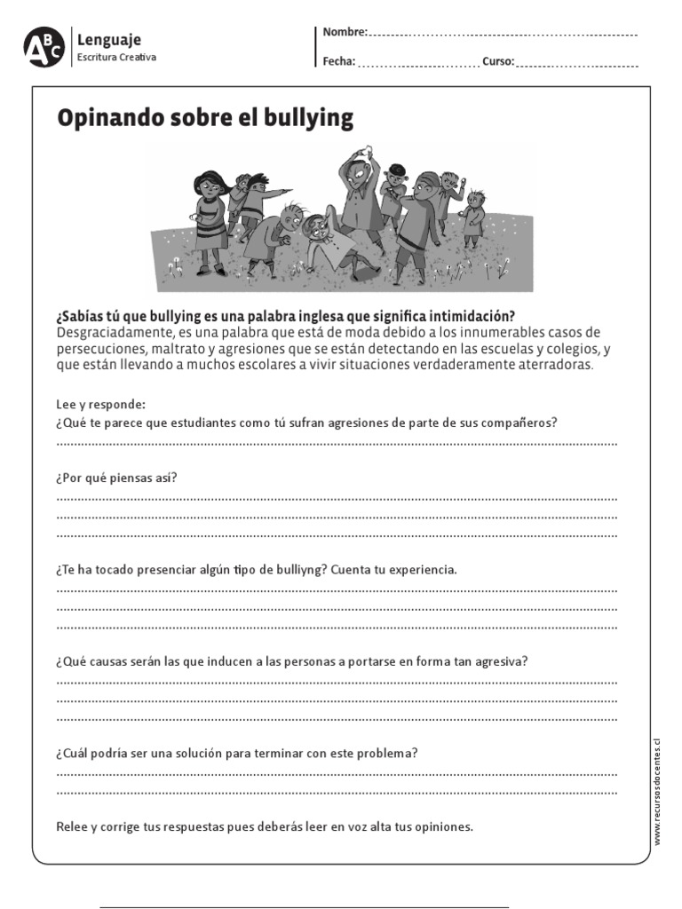 Leng - Escritura - Creativa Bullying PDF | PDF | comportamiento abusivo ...