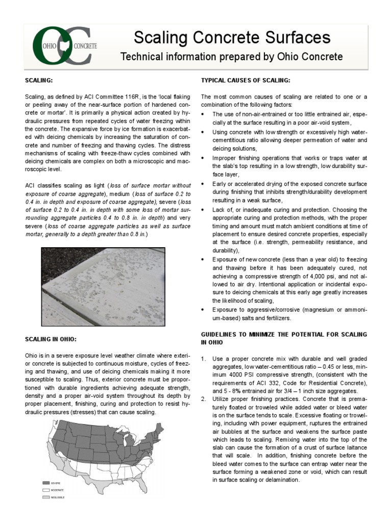 Scaling Concrete Surfaces: Technical Information Prepared by Ohio ...