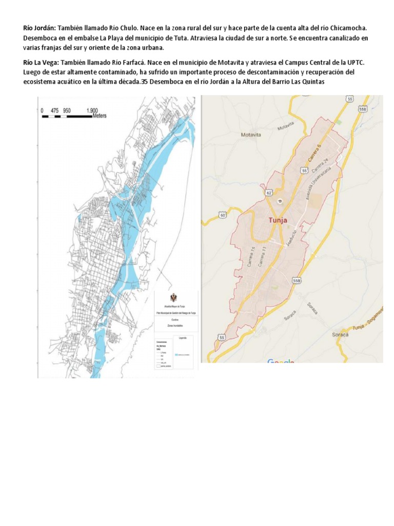 Mapa y recorrido del río Jordán en Tunja | PDF