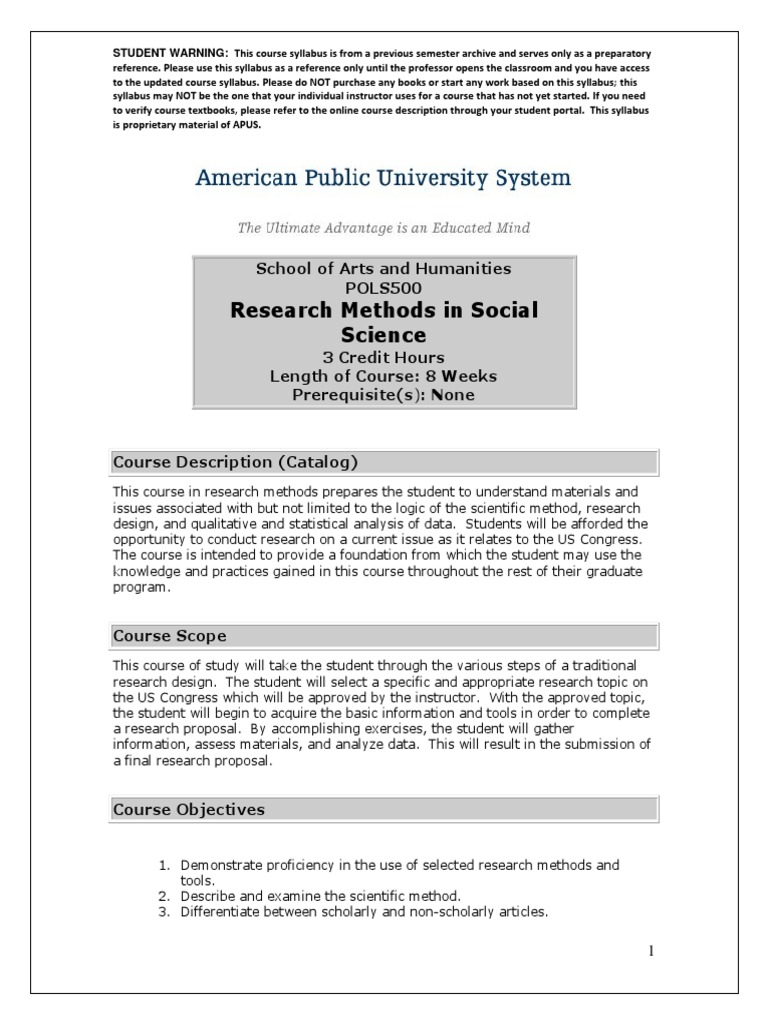 Research Methods in Social Studies Syllabus | PDF | Syllabus ...