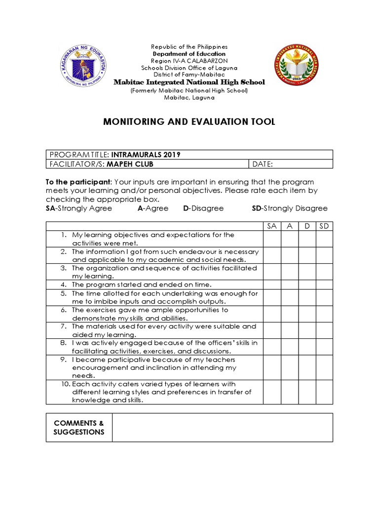 Monitoring Evaluation Tool Activities Per Club | PDF