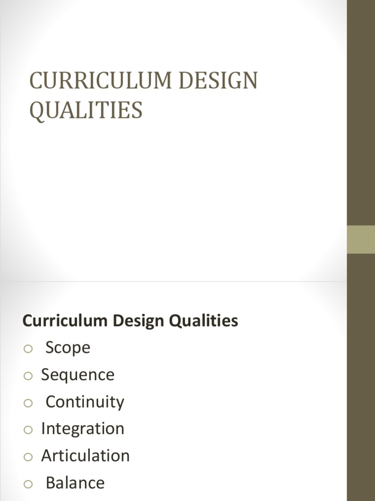 Curriculum Design Qualities | PDF