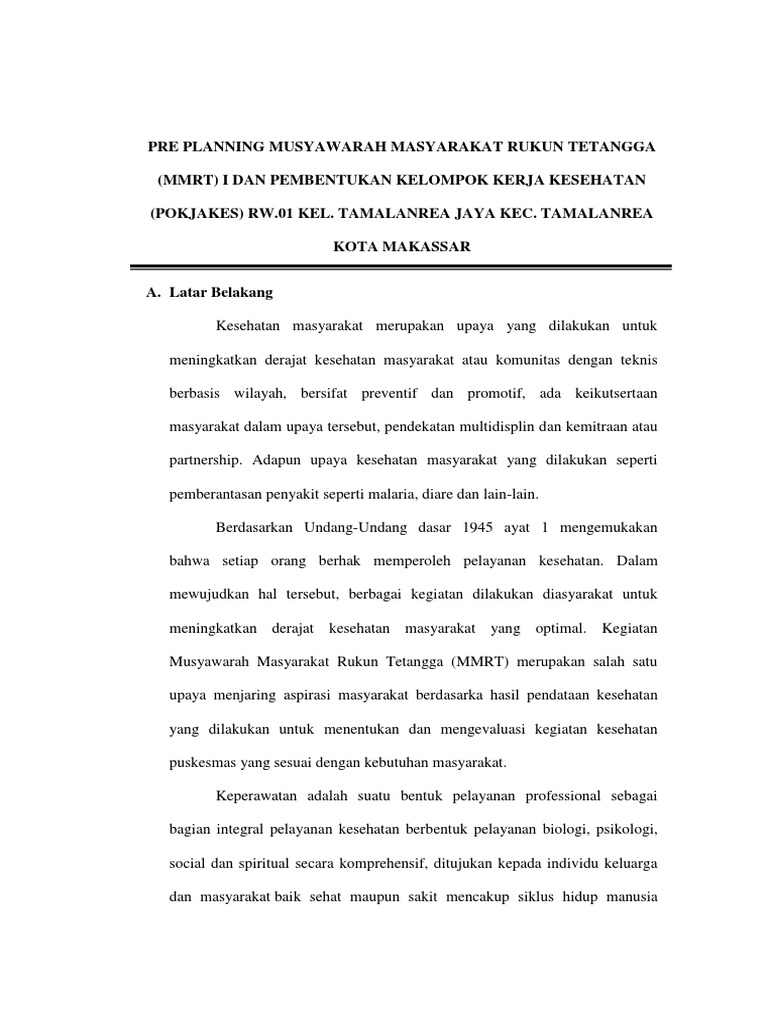 Contoh Pra Planning MMRT | PDF