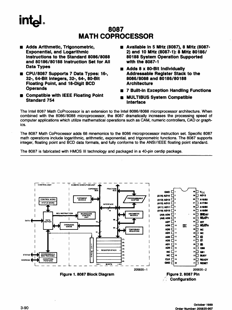 Intel 8087 Math CoProcessor Overview | PDF | Central Processing Unit ...