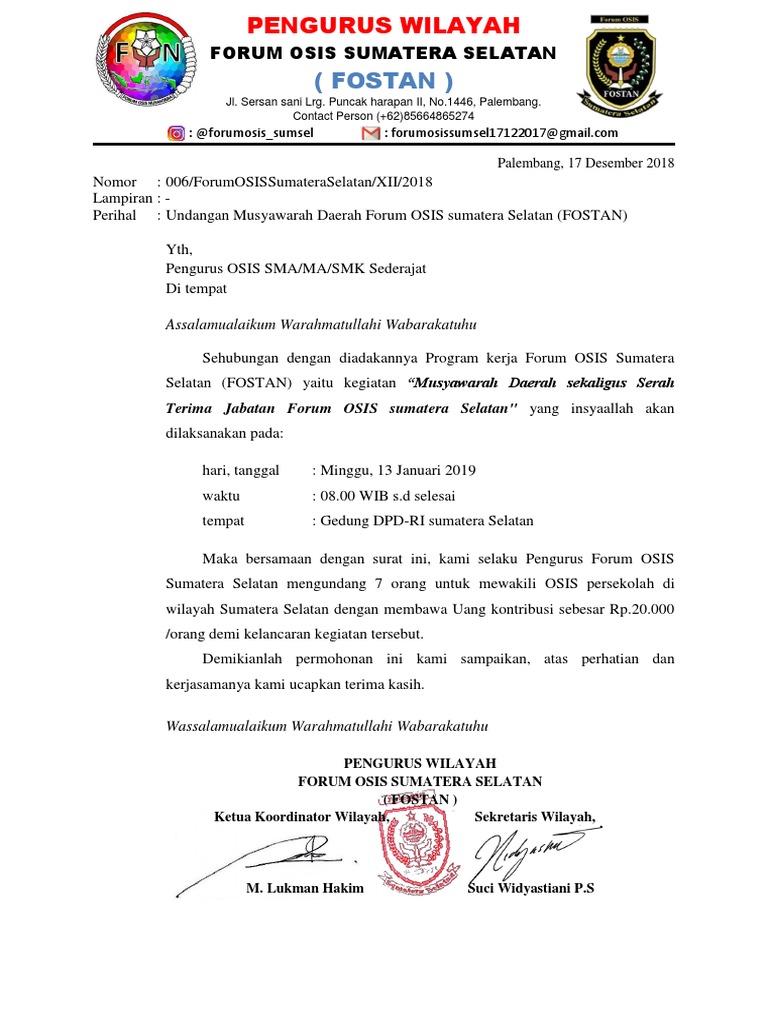 Surat Undangan Musda Fostan | PDF