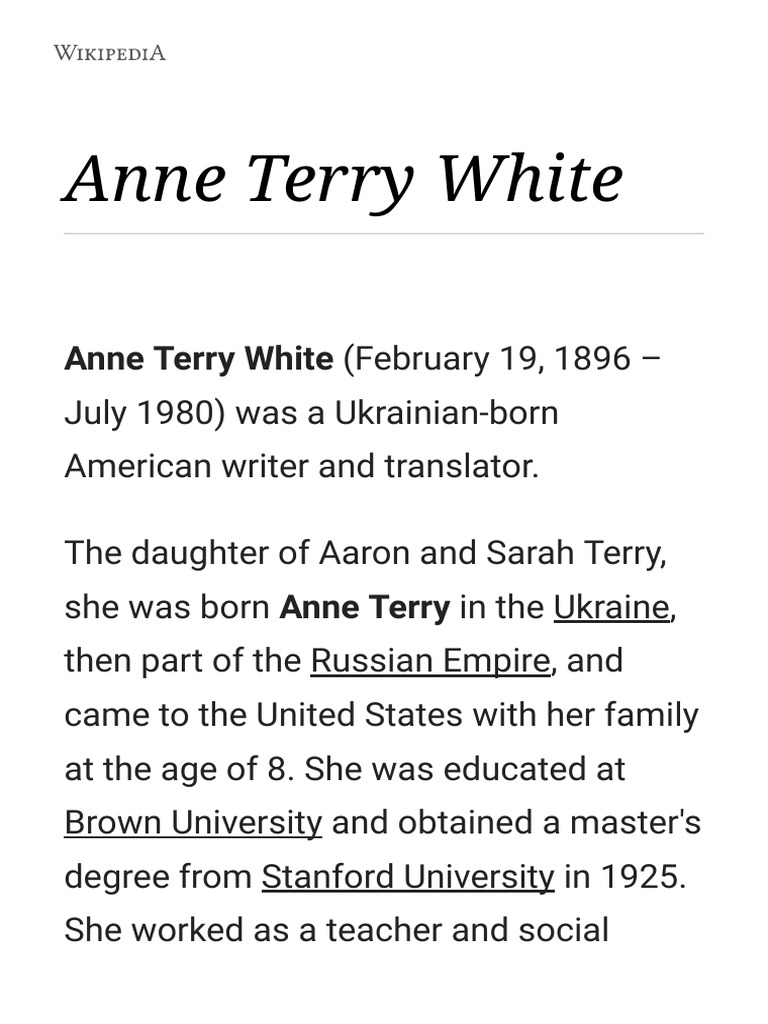 Anne Terry White: Writer & Translator | PDF