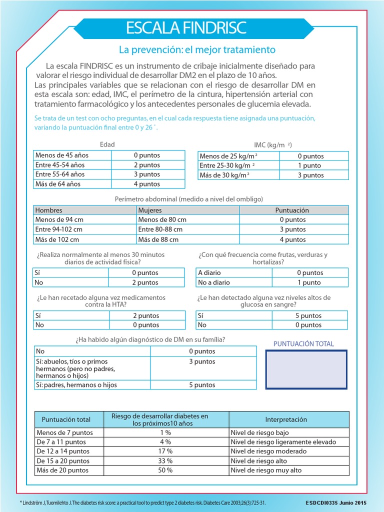 Escala FindRisc PDF | Diabetes mellitus | Hipertensión