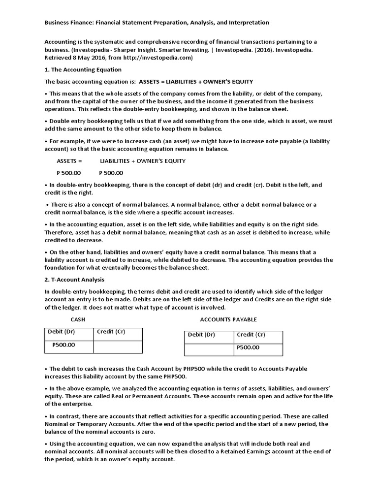 Business Finance: Financial Statement Preparation, Analysis, and ...