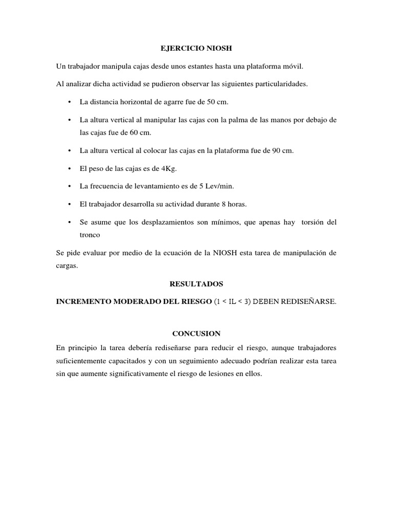 Ejercicio Niosh | PDF | Naturaleza